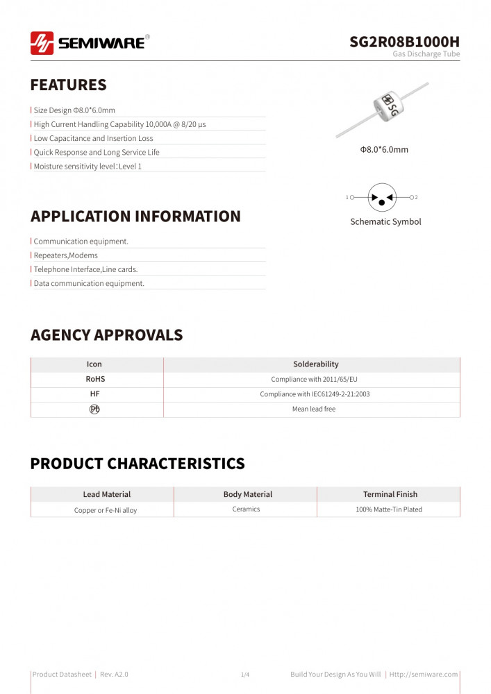 SG2R08B1000H datasheet page 1