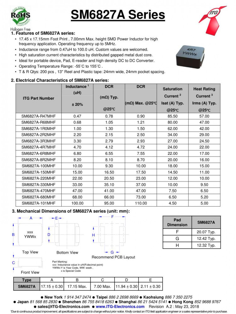 SM6827A technical document page 1