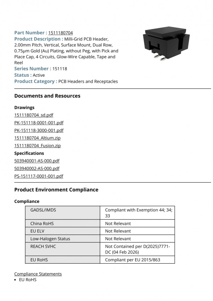 MOLEX Milli-Grid specification page 1