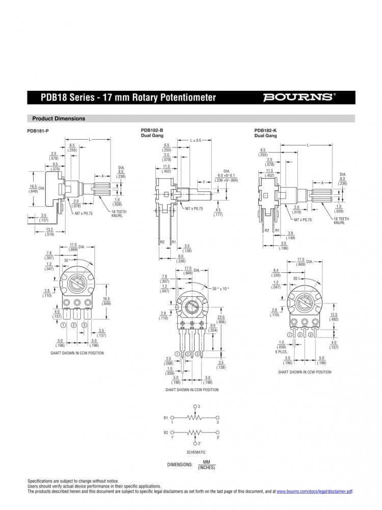 BOURNS PDB18 series datasheet page 3