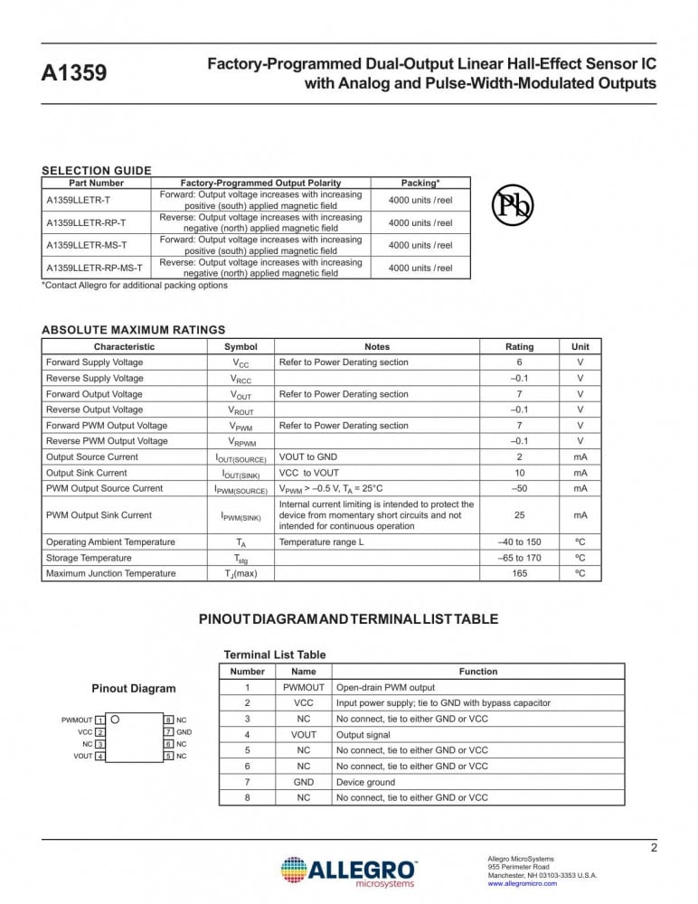 A1359 datasheet page 2