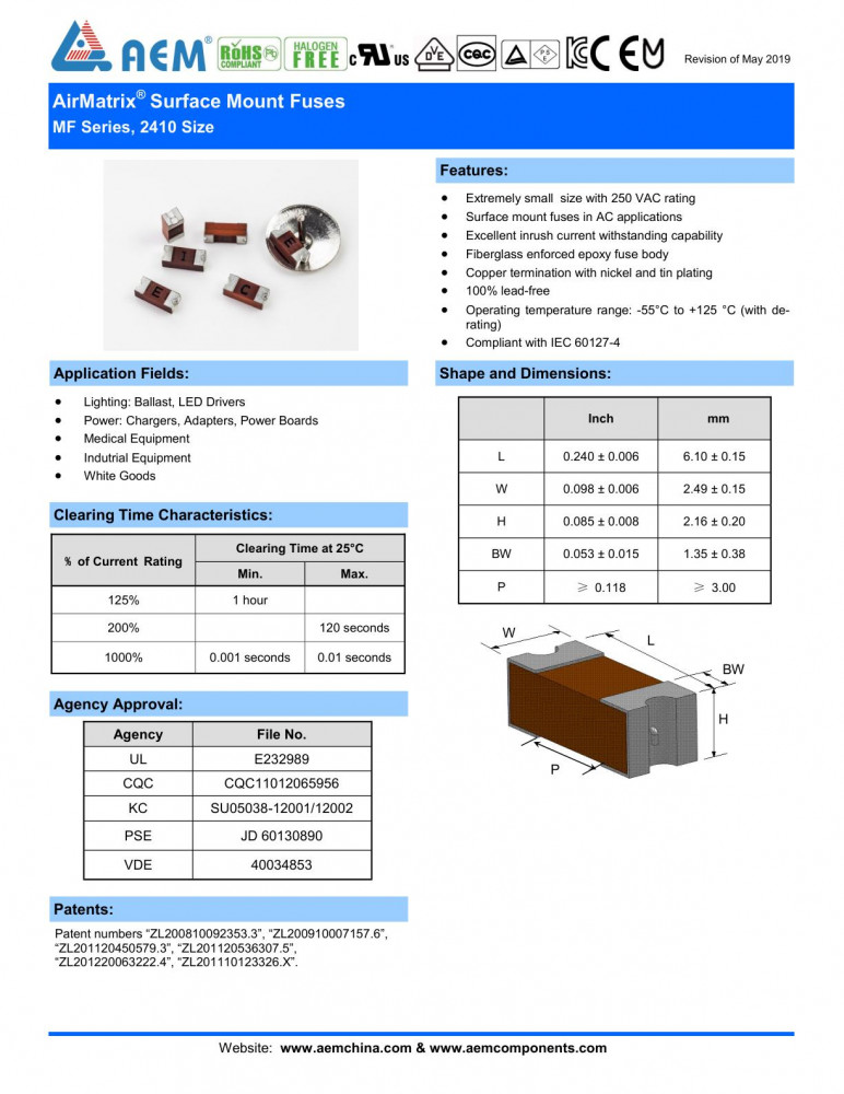 AEM MF Series datasheet page 1