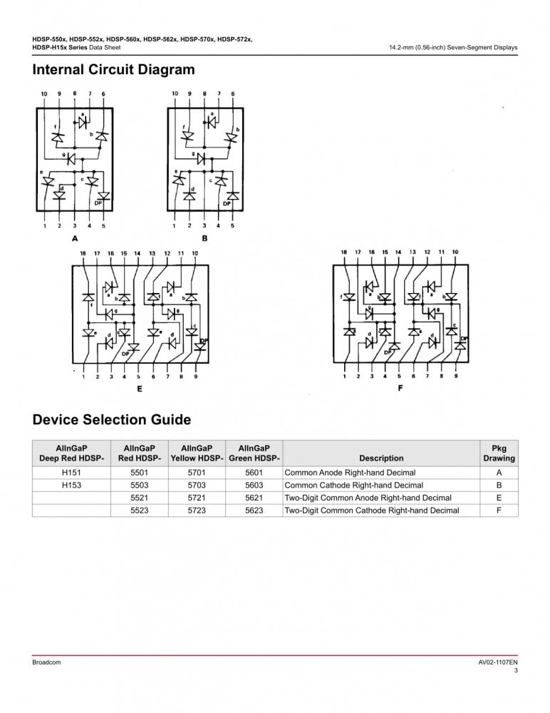HDSP-H153 technical document page 3