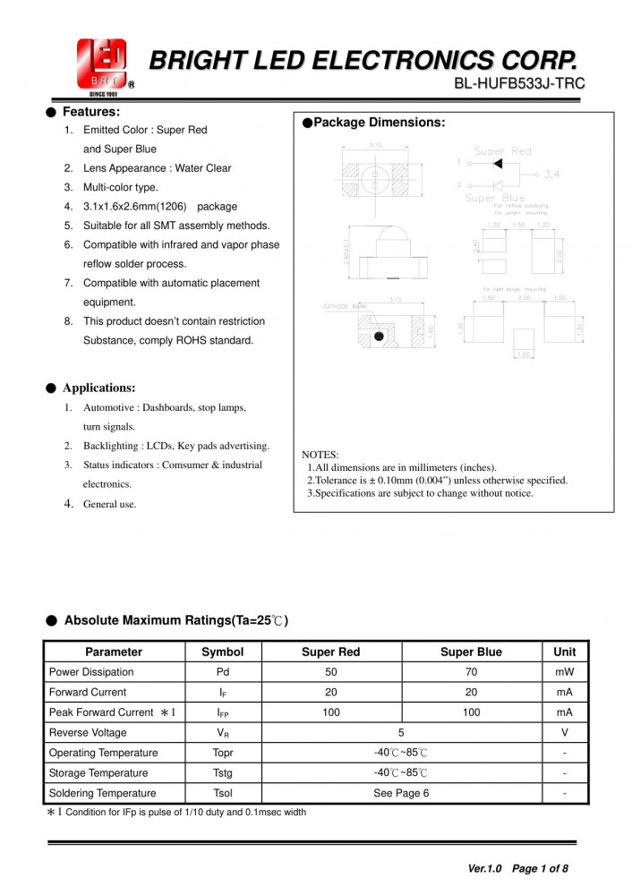 BL-HUFB533J-TRC datasheet page 1