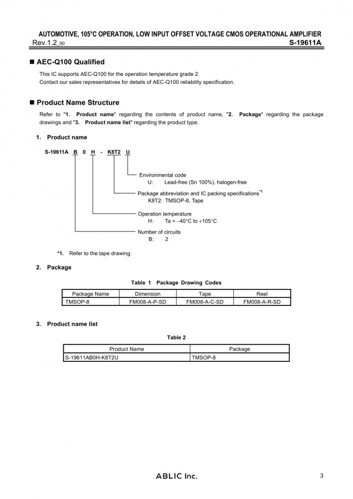 ABLIC S-19611AB datasheet page 3
