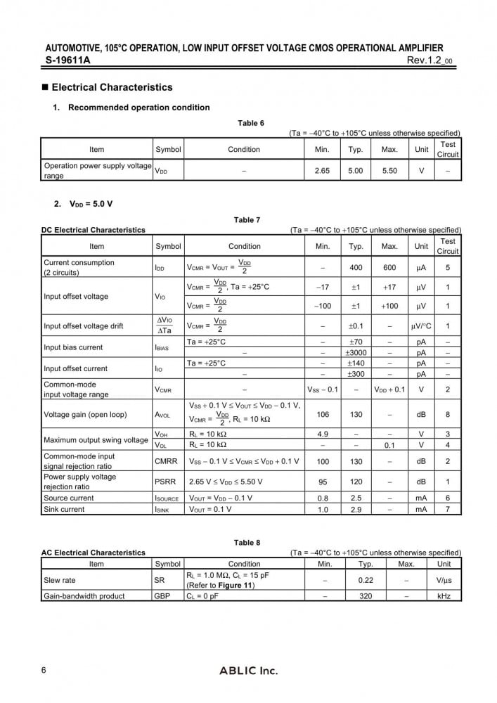 ABLIC S-19611AB datasheet page 6