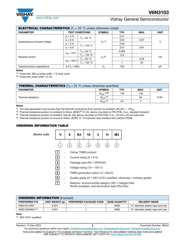 V6N3103 datasheet visual, page 2