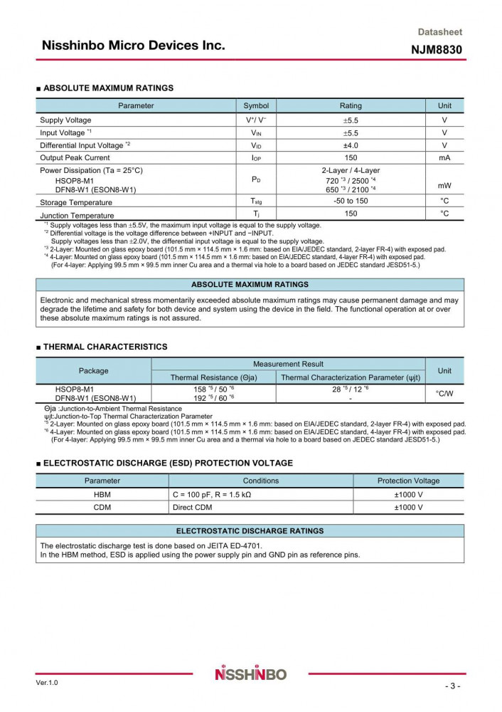 NJM8830 datasheet page 3