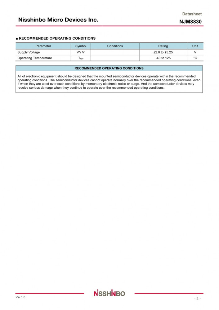 NJM8830 datasheet page 4