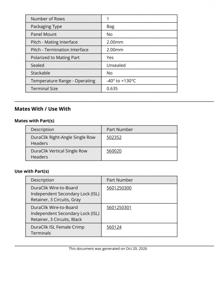 MOLEX 5601230302 technical document, page 3