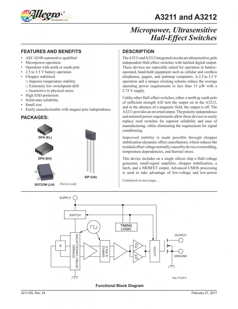 A3212 datasheet page 1