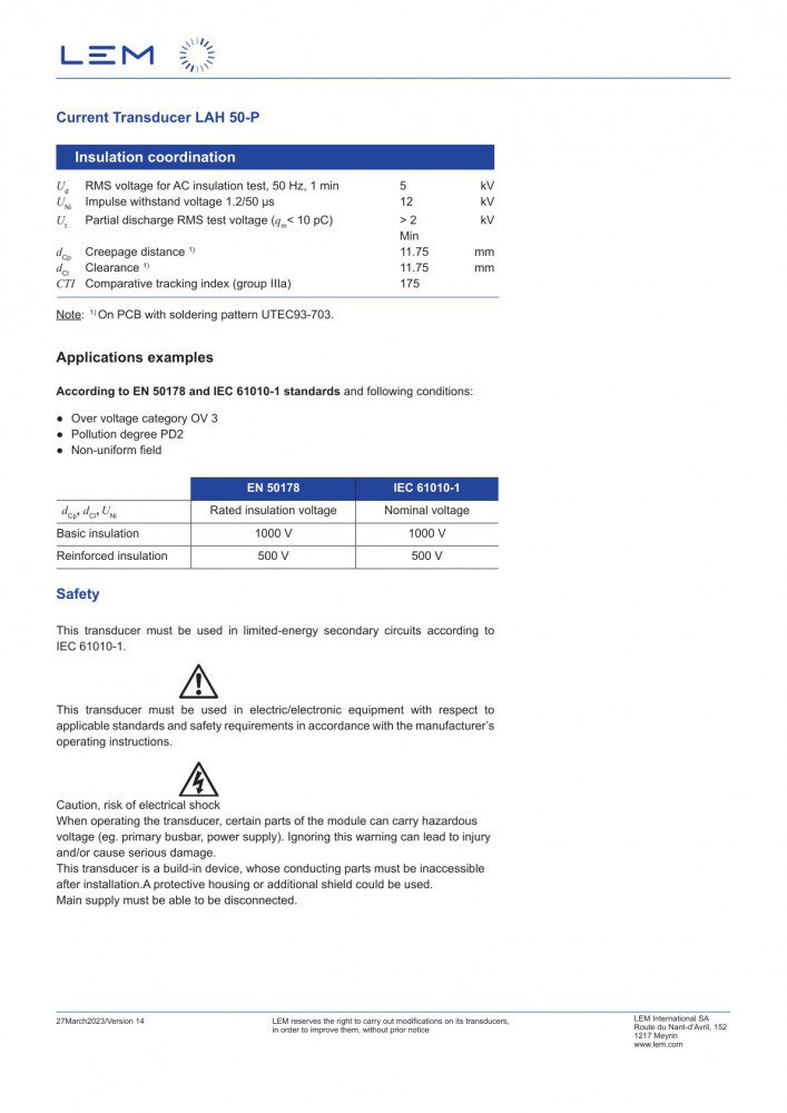 LAH50-P technical document page 2