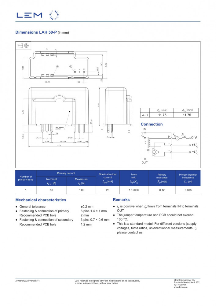LAH50-P technical document page 3