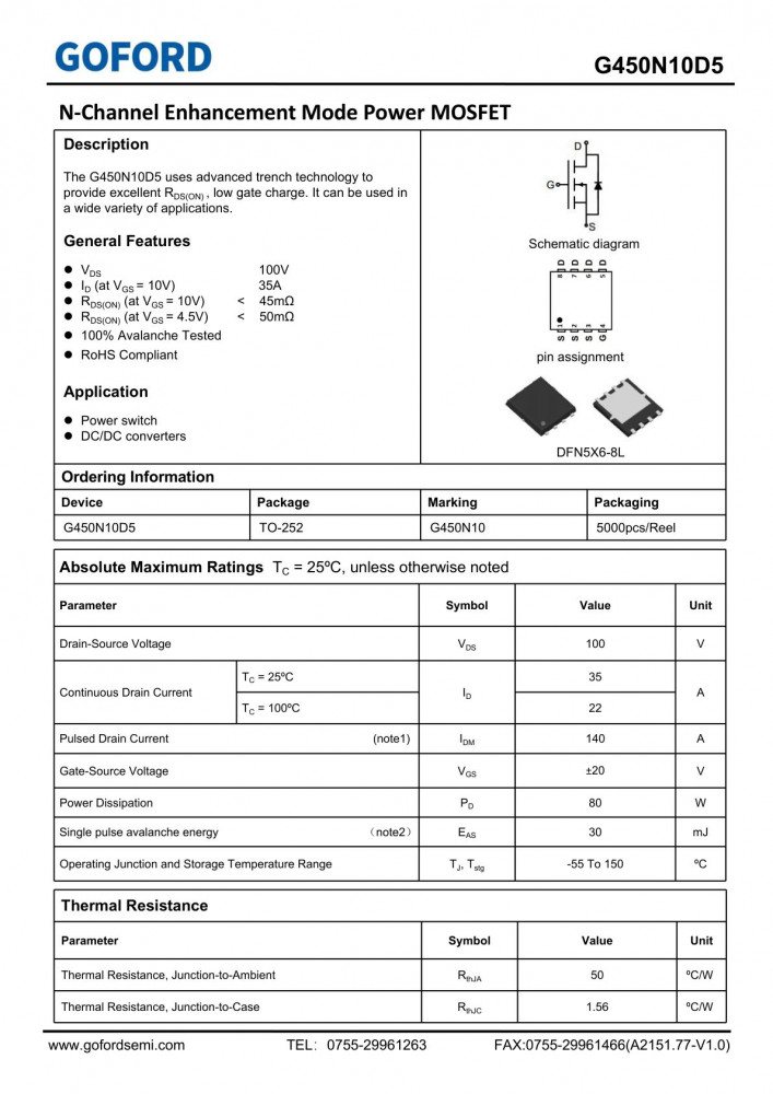 G450N10D5 datasheet page 1
