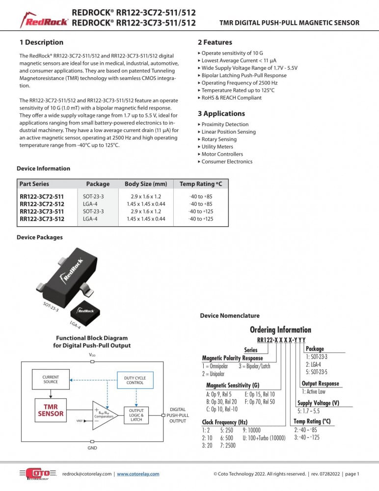 RR122 datasheet page 1