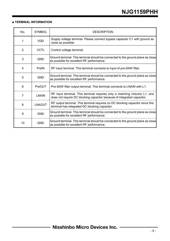 NJG1159PHH-TE1 datasheet page 5