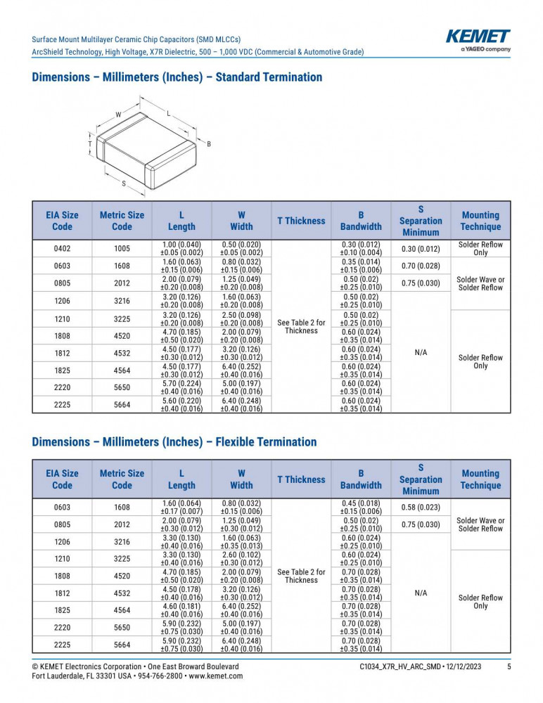 KEMET ArcShield datasheet page 5