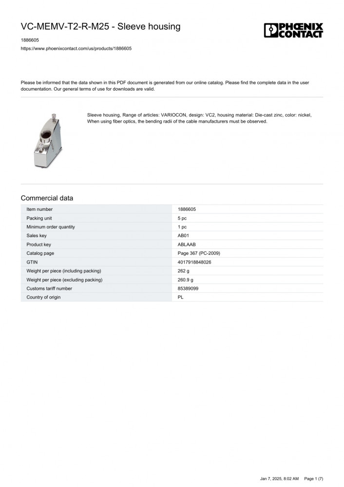 Phoenix Contact 1886605 document image 1
