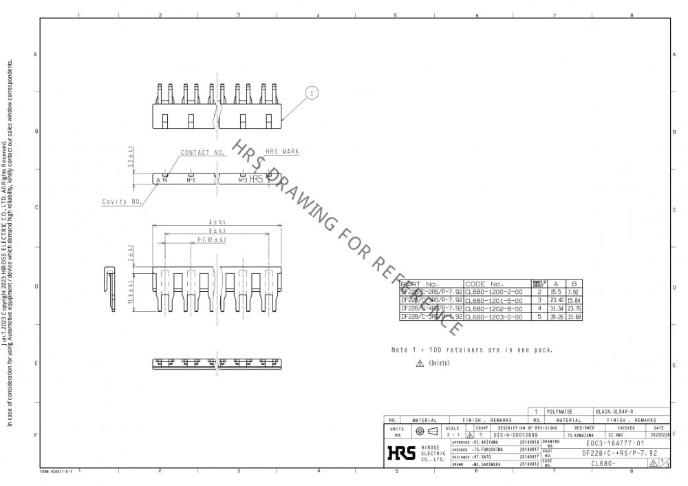 HRS DF22B/C-3RS/P-7.92 document page 1