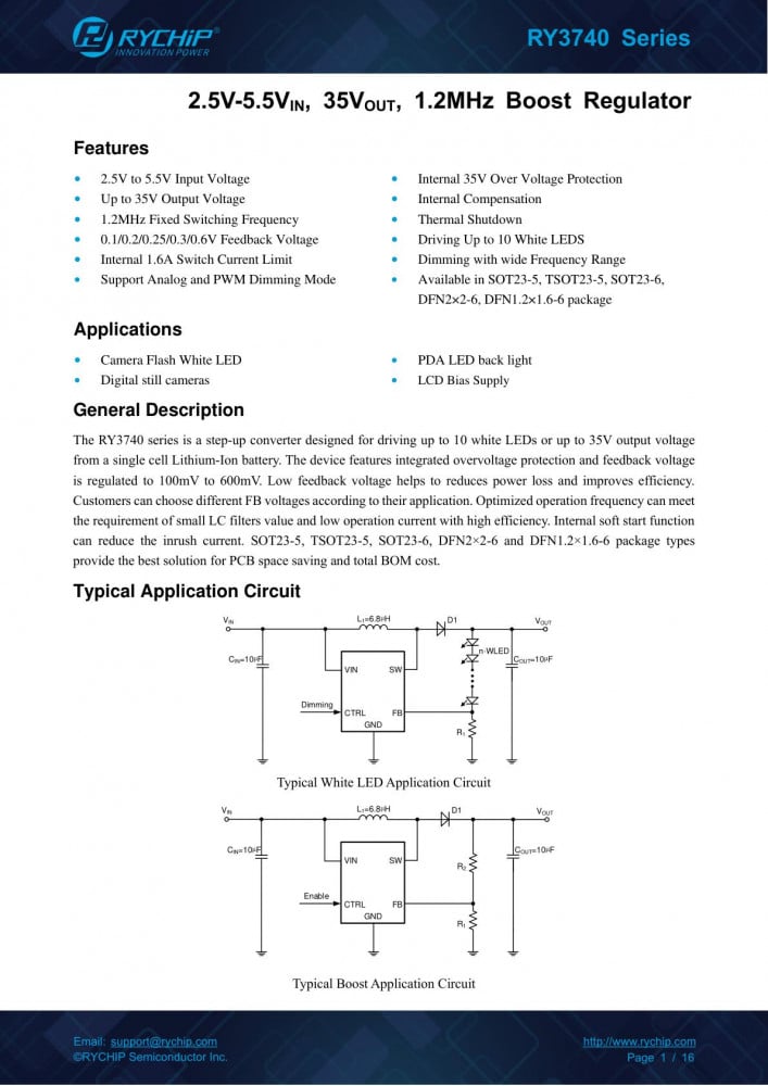 RY3740 datasheet page 1