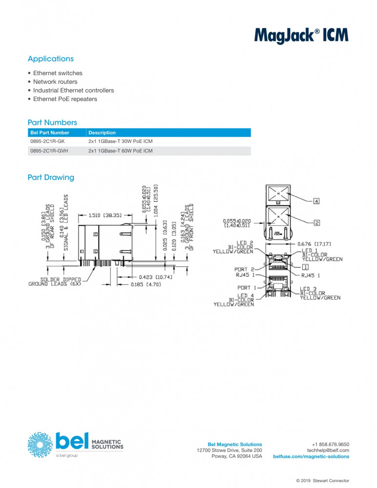 Bel Fuse 0895-2C1R-GVH product drawing page 2