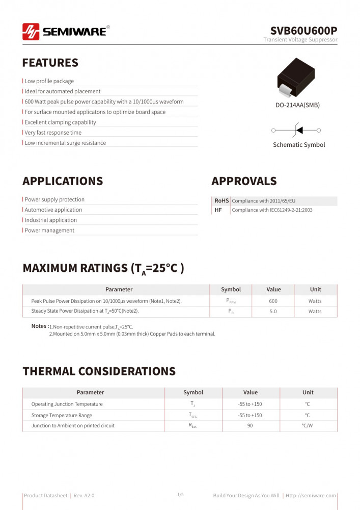 SVB60U600P product document page 1