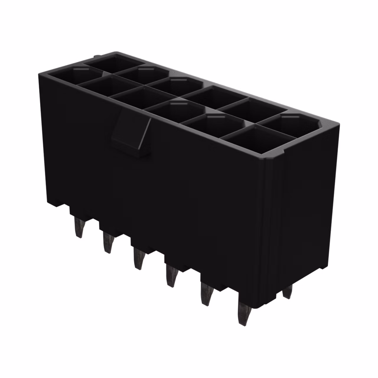 Mini-Fit Versa Color Header, Dual Row, Vertical, 12 Circuits, Nylon 6/6, UL 94V-0, Tin (Sn) Plating, Glow-Wire Capable, Black for sale