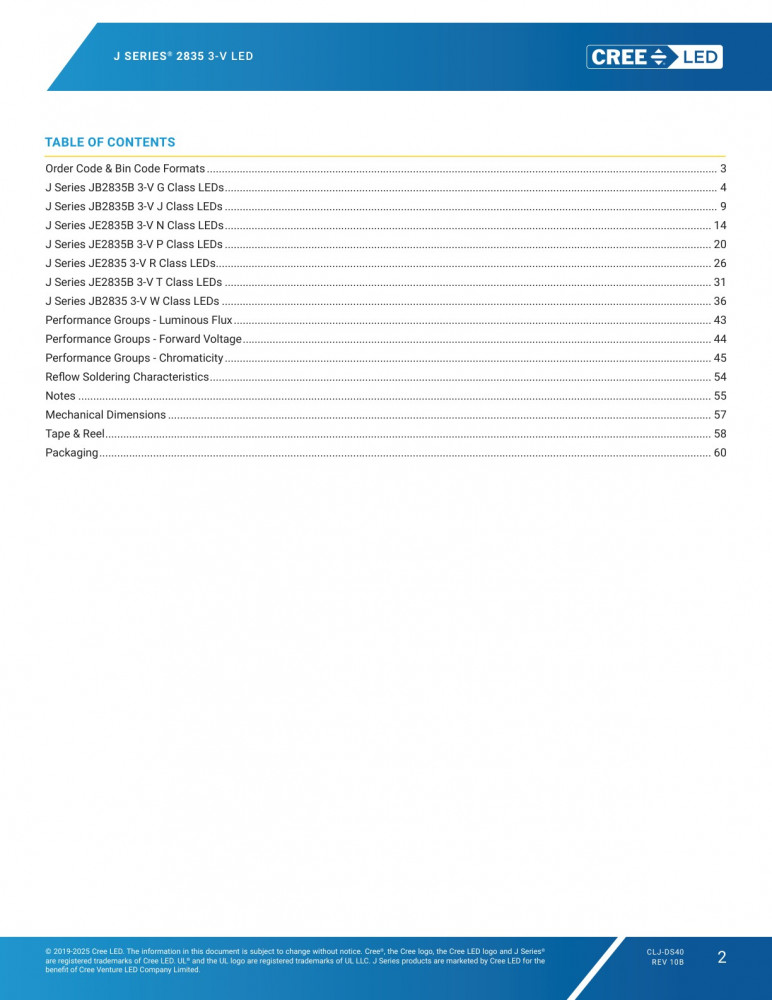 Cree LED J Series 2835 datasheet, page 2