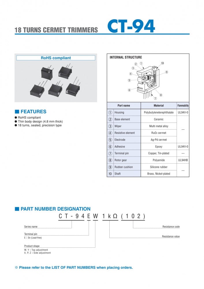 Nidec CT-94EX202 datasheet page 1