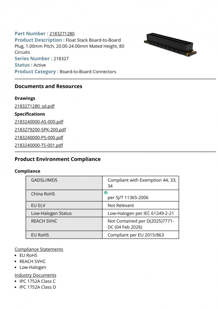 MOLEX 2183271280 document image, page 1