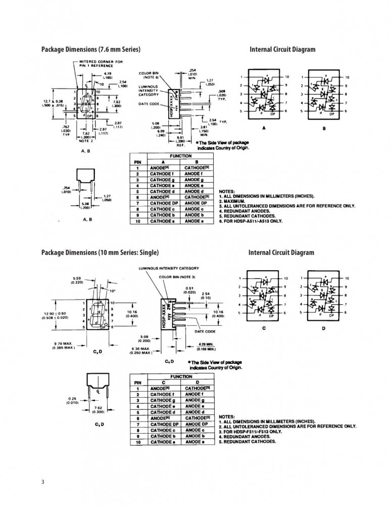 HDSP-F111-FG000 datasheet page 3