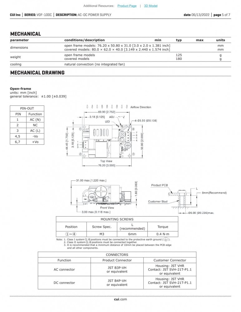 VOF-100C datasheet page 5