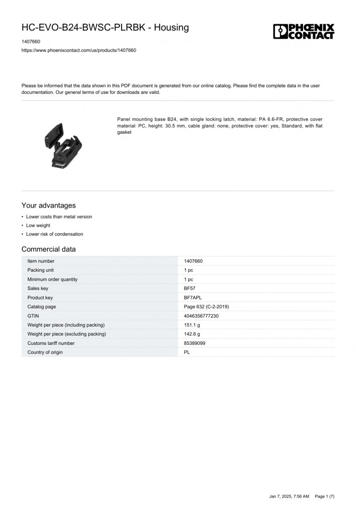 Phoenix Contact 1407660 technical document page 1