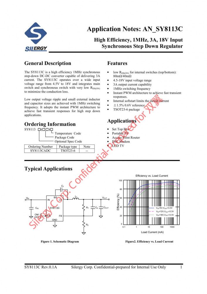 SY8113CADC datasheet page 1