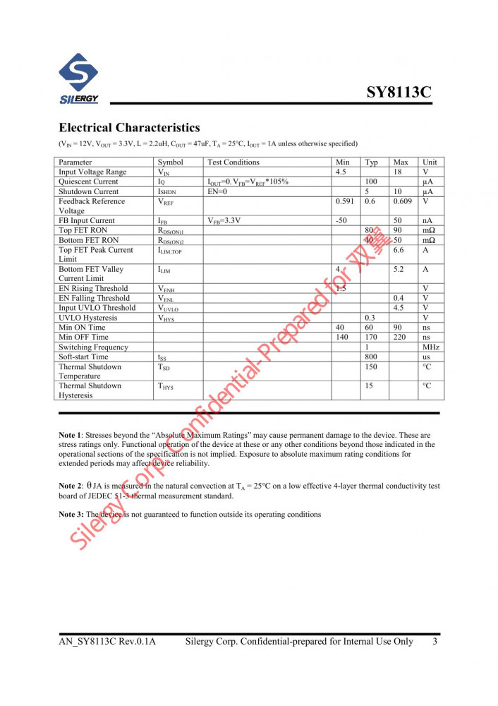 SY8113CADC datasheet page 3