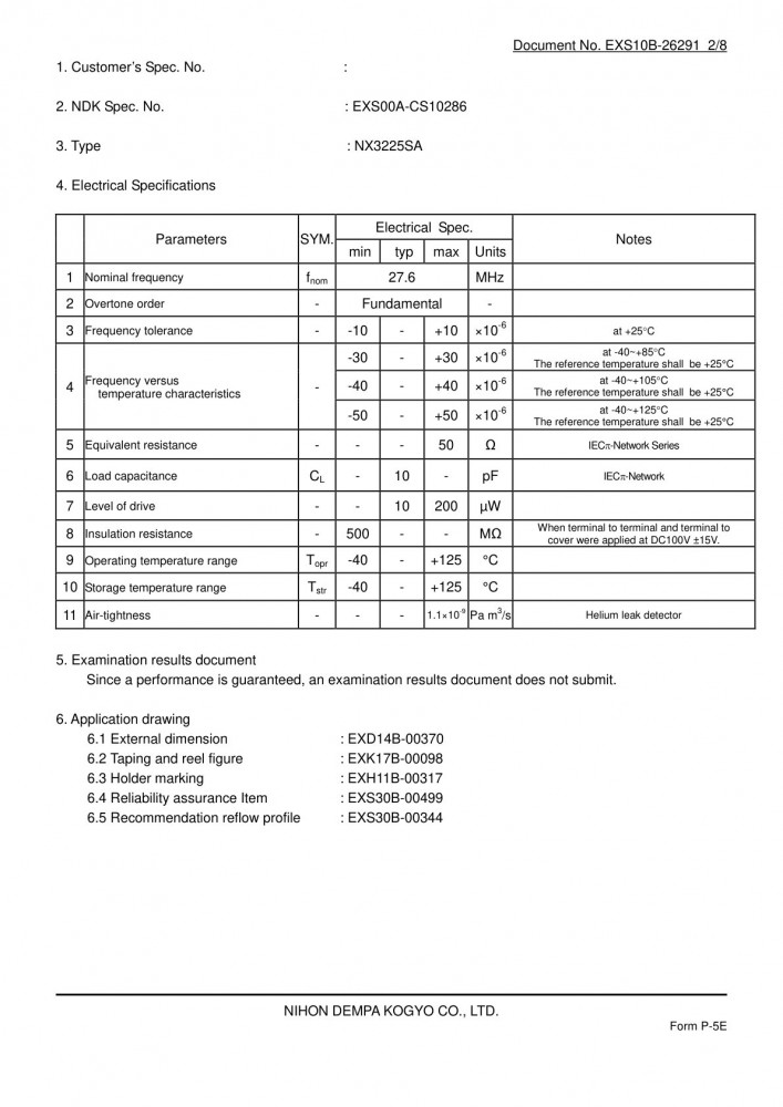 NDK NX3225SA specification page 2