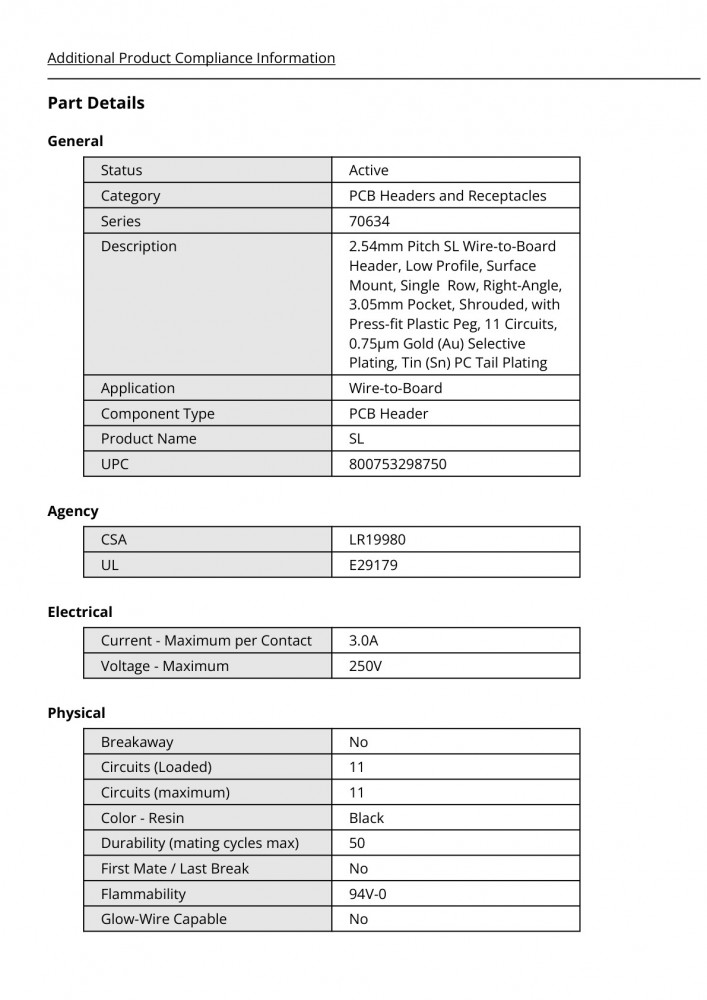 MOLEX SL product specification page 2