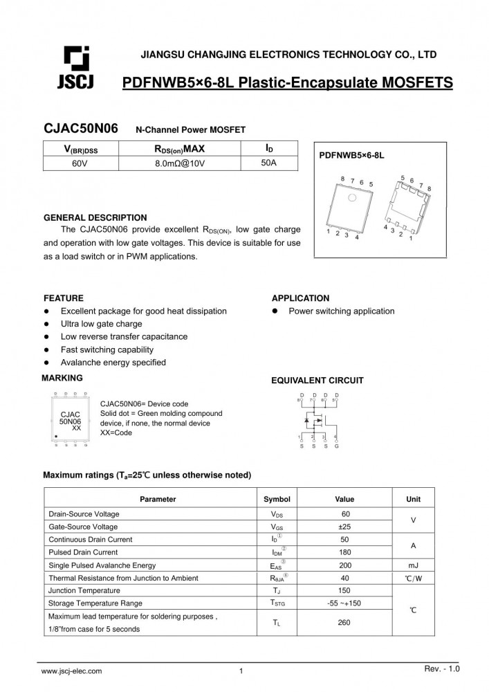 CJAC50N06 datasheet page 1
