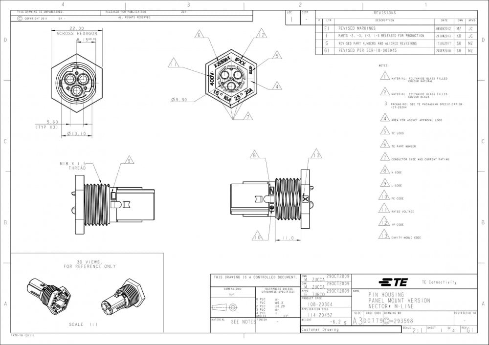 TE Connectivity 1-293598-1 drawing page 1
