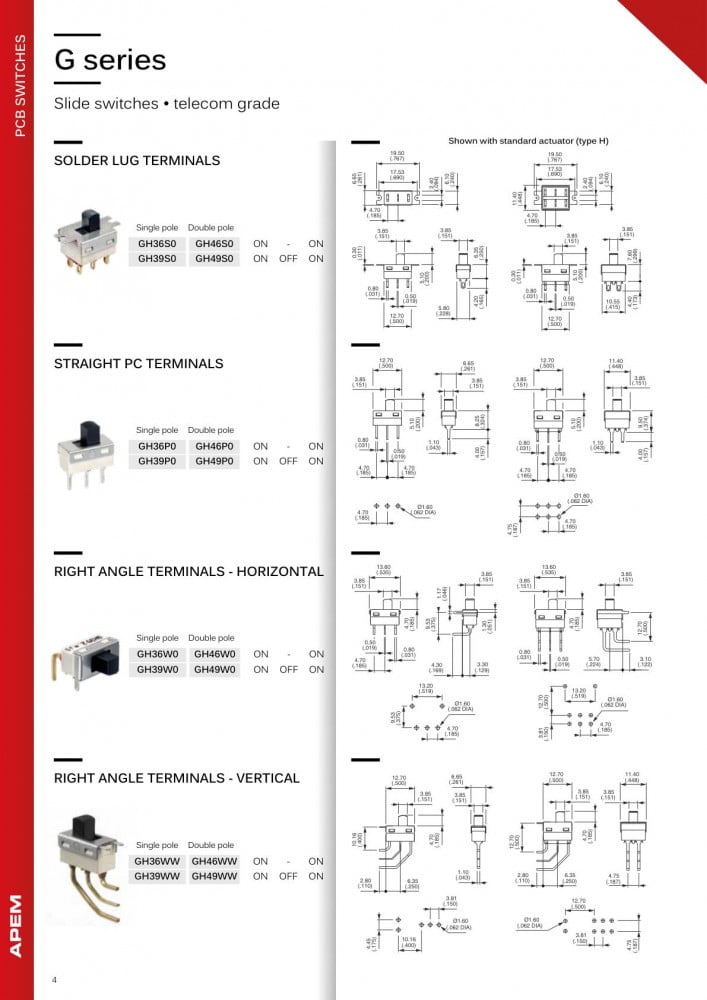 APEM G series datasheet page 4
