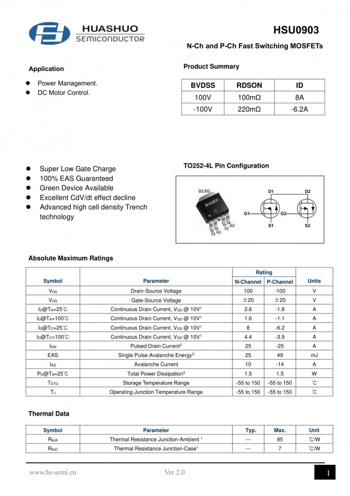 HSU0903 datasheet page 1