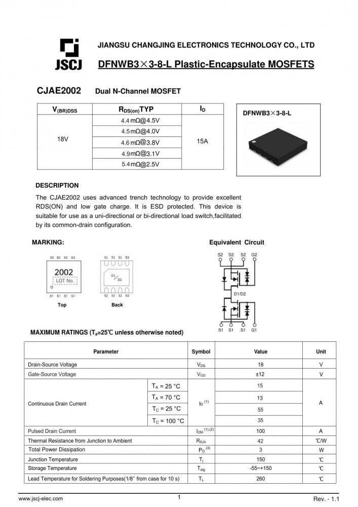 CJAE2002 datasheet page 1