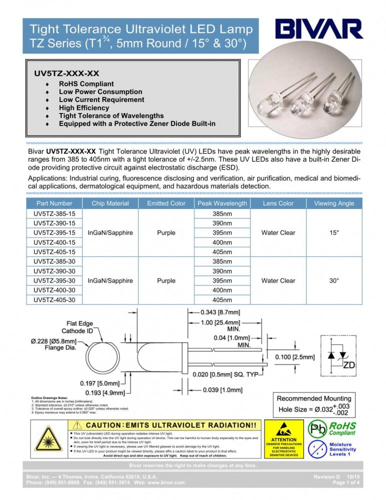 BIVAR UV5TZ-400-30 datasheet page 1