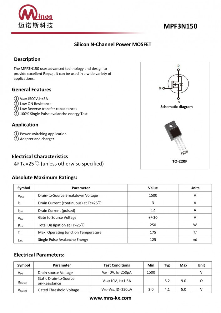 MPF3N150 datasheet page 1