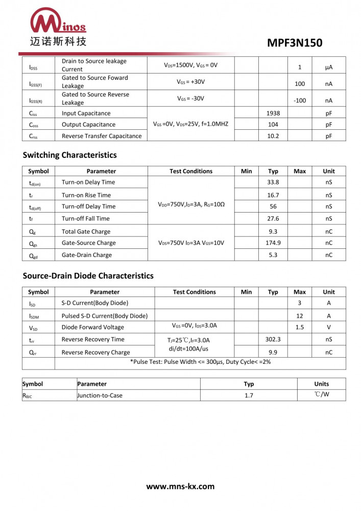 MPF3N150 datasheet page 2