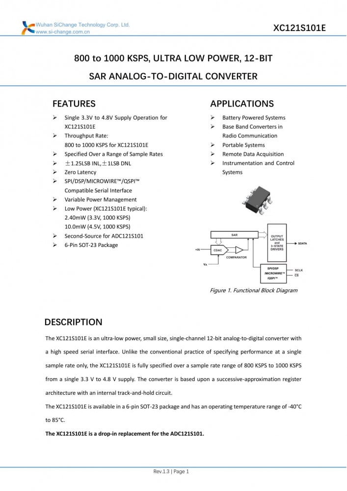 XC121S101E datasheet page 1