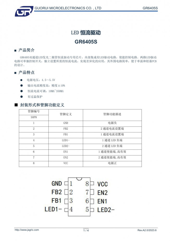 GR6405S datasheet page 1