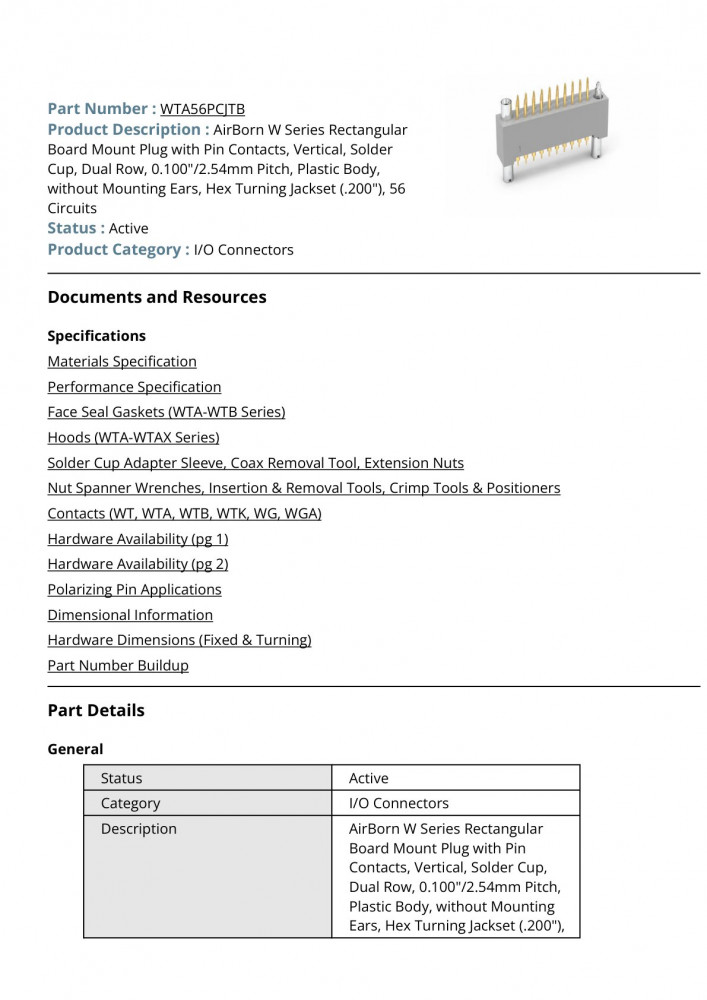 WTA56PCJTB technical document page 1