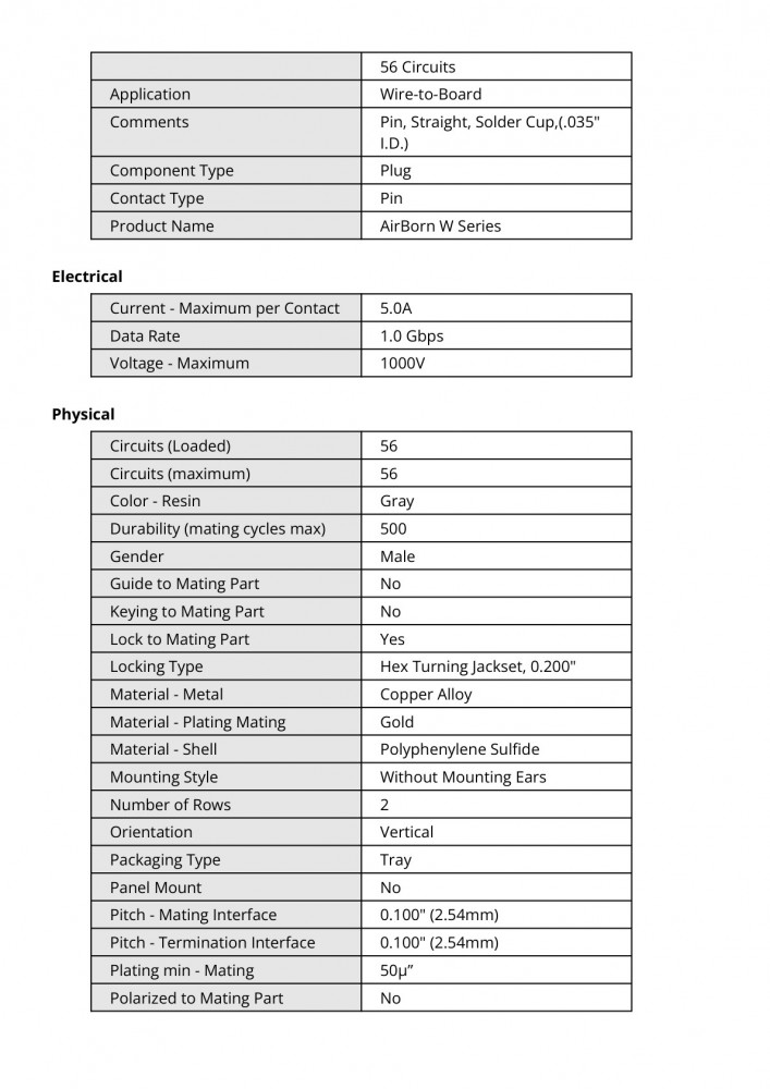 WTA56PCJTB technical document page 2