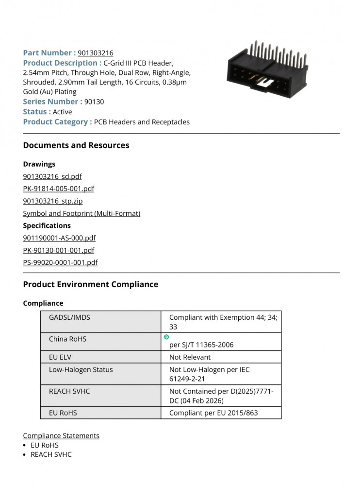 MOLEX 901303216 technical drawing preview 1